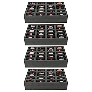 Polar Whale 4 Large Compact Organizer Stands Premium Durable Black Foam Tray Washable Waterproof Insert Storage for Home Bathroom Bedroom Cosmetic 16 x 11 x 3 Inches 20 Compartments