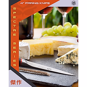 KESSAKU 4-Inch Paring Knife - Spectre Series - Forged Japanese AUS-8 High Carbon Stainless Steel - Pakkawood Handle with Blade Guard