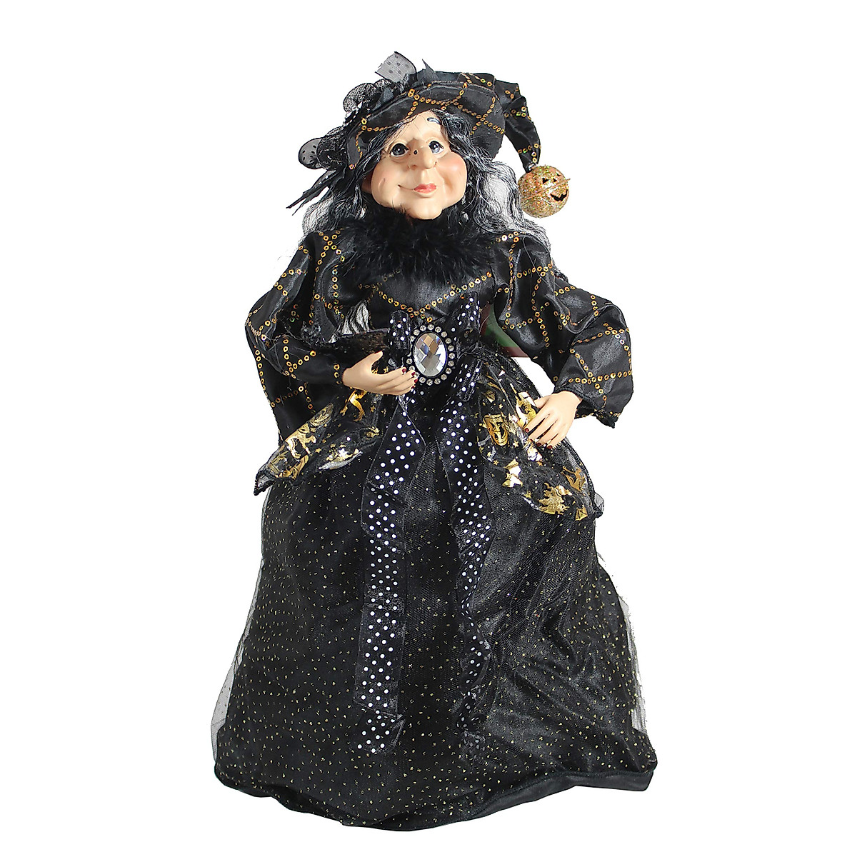 Windy Hill Collection 18" Black Bat & Pumpkin Tabletop Fabric Halloween Fall Harvest Witch Collectible Figure Figurine Plastic Cone Body 911806