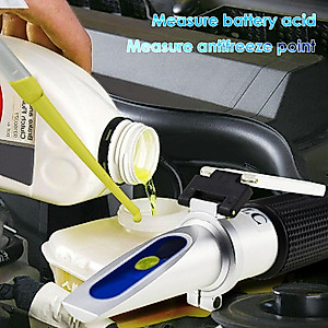 Agriculture Solutions Antifreeze Refractometer Displaying in Fahrenheit for Checking Freezing Point of Automobile Antifreeze Systems and Battery Fluid Condition. Battery Acid, Glycol, Coolant, Antifreeze Tester