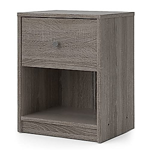 Tvilum 1 Drawer 1 Shelf Nightstand Nighstand, 14.92 in x 11.85 in x 19.06 in, Gray