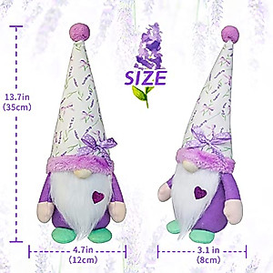 Lavender Gnomes Decor,Spring Gnome Decorations for Home,Scandinavian Tomte Doll Flower Gnomes,Garden Gnome Decor, Summer Gnome Tiered Tray Decor,Gnome Gifts for Woman