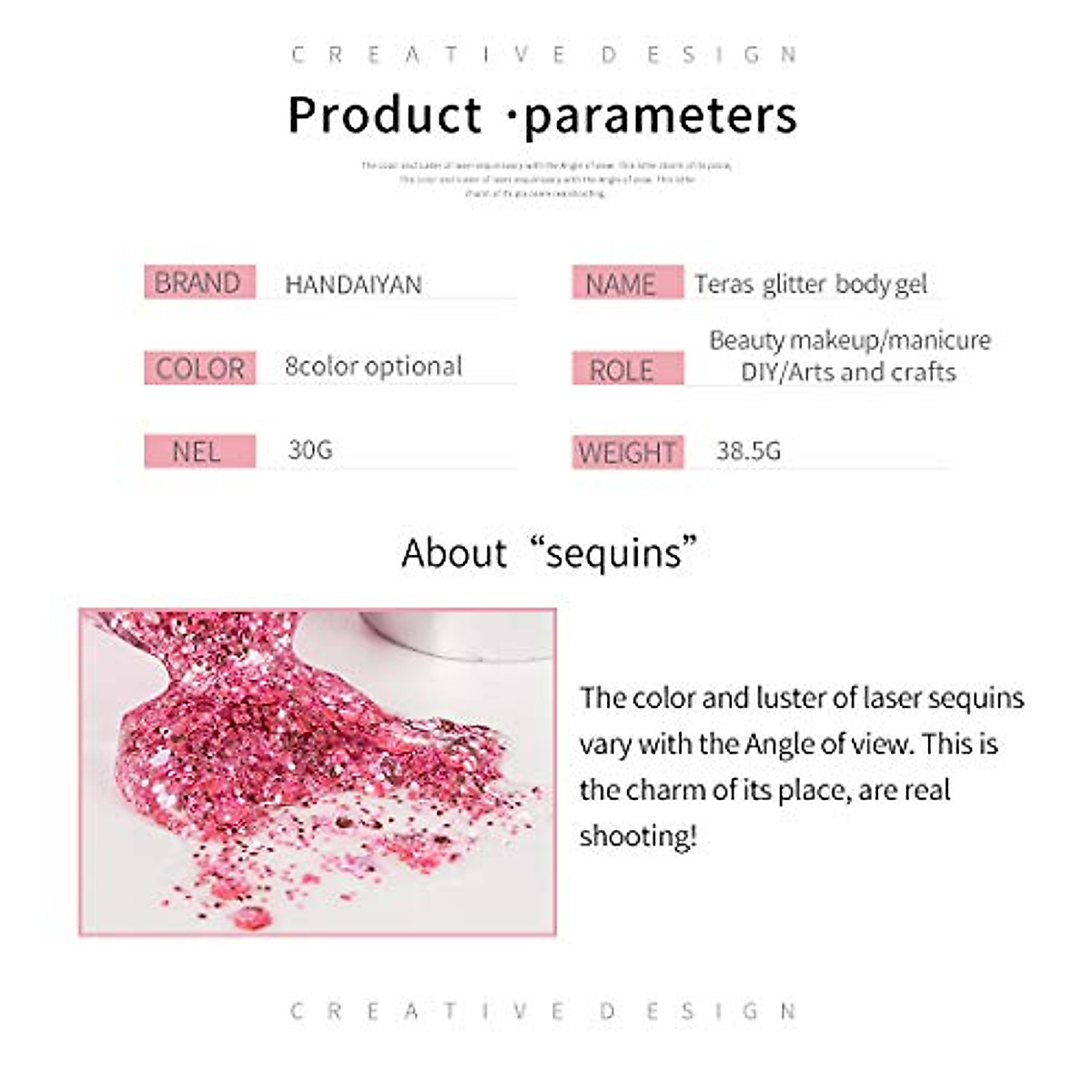 AKARY Body Glitter Gel Nail Hair Body Face Flash Eye shadow Glitter Cream Chunky Glitter Mermaid Scale Sequins Christmas Festival Painting New Year Decoration Makeup (White)