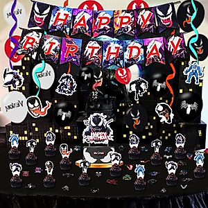 102 Pcs Birthday Party Decorations, Birthday Party Supplies Included Banner, Cake Topper, Cupcake Toppers, Balloons, Stickers, Hanging Swirls Party Decorations Set for Boys and Girls