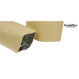 Candyman Package Light Kraft Paper Stand up Zipper Pouch for Coffee Bean with Degassing One Way Valve(25pcs) (4oz/120g)