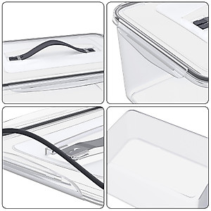 Ponpong 4 Packs Airtight Lid Food Storage Boxes Set, 15 Quart Plastic Food Storage Bin, Clear