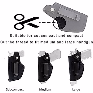 Universal Gun Holster for Men & Women, IWB/OWB Waist Belt Pistol Holster for Glock 380 9mm Gun Holster for Concealed Carry Handgun Right/Left Hand Draw (Black)