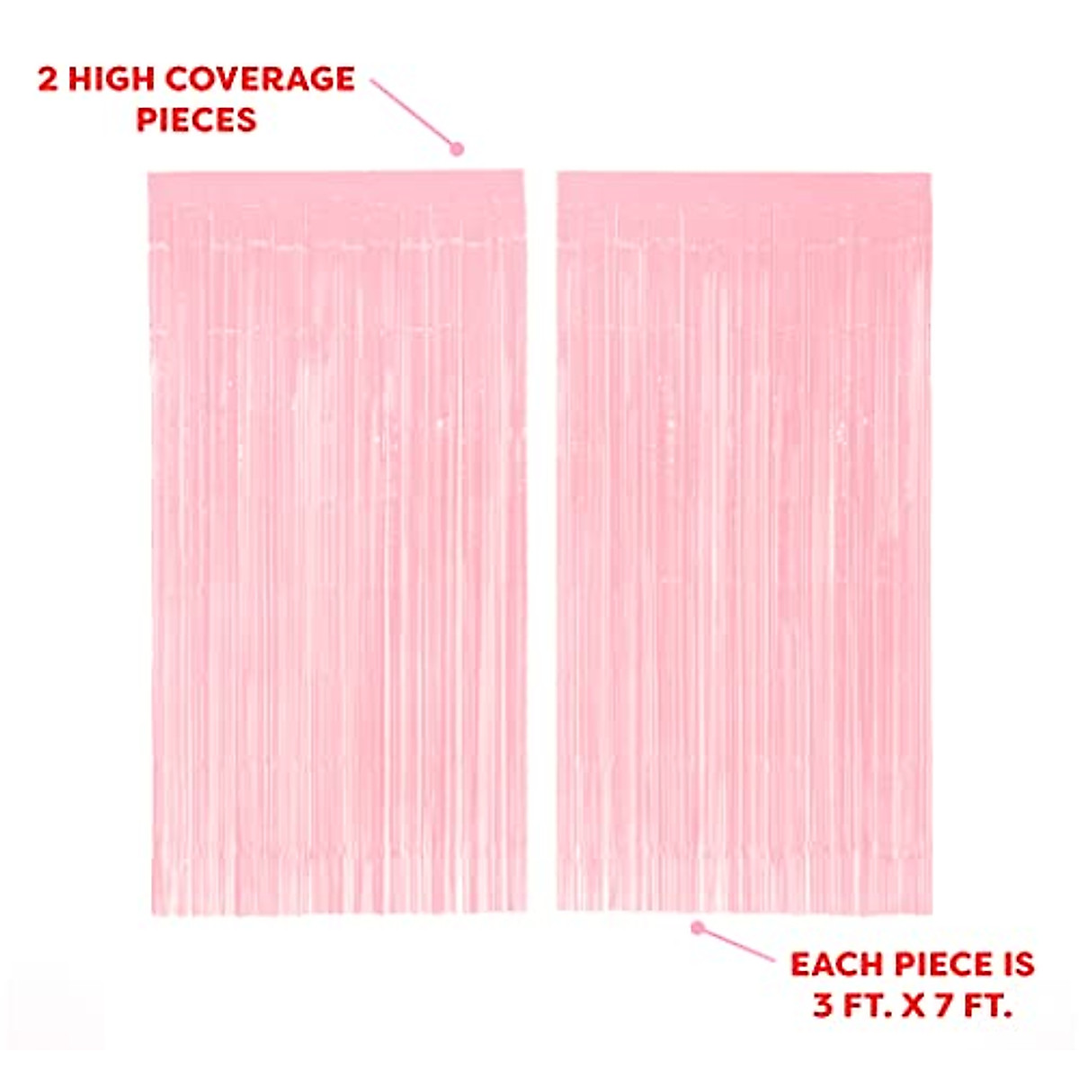 xo, Fetti Party Decorations Matte Pastel Pink Fringe Foil Curtain - Set of 2 | Bachelorette, Bridal Shower, Backdrop, Wedding, Birthday, Photo Booth