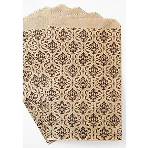 My Craft Supplies 100 Kraft Flat Merchandise Bags with Black Damask Print (5x7)