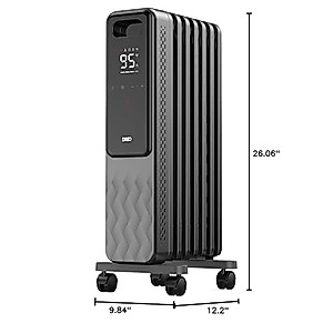 Dreo Oil Filled Radiator, Electric Radiant Heaters for indoor use Large Room with Remote Control, Child Lock, 4 Modes, Overheat & Tip-Over Protection, 24h Timer, Digital Thermostat, Quiet, 1500W