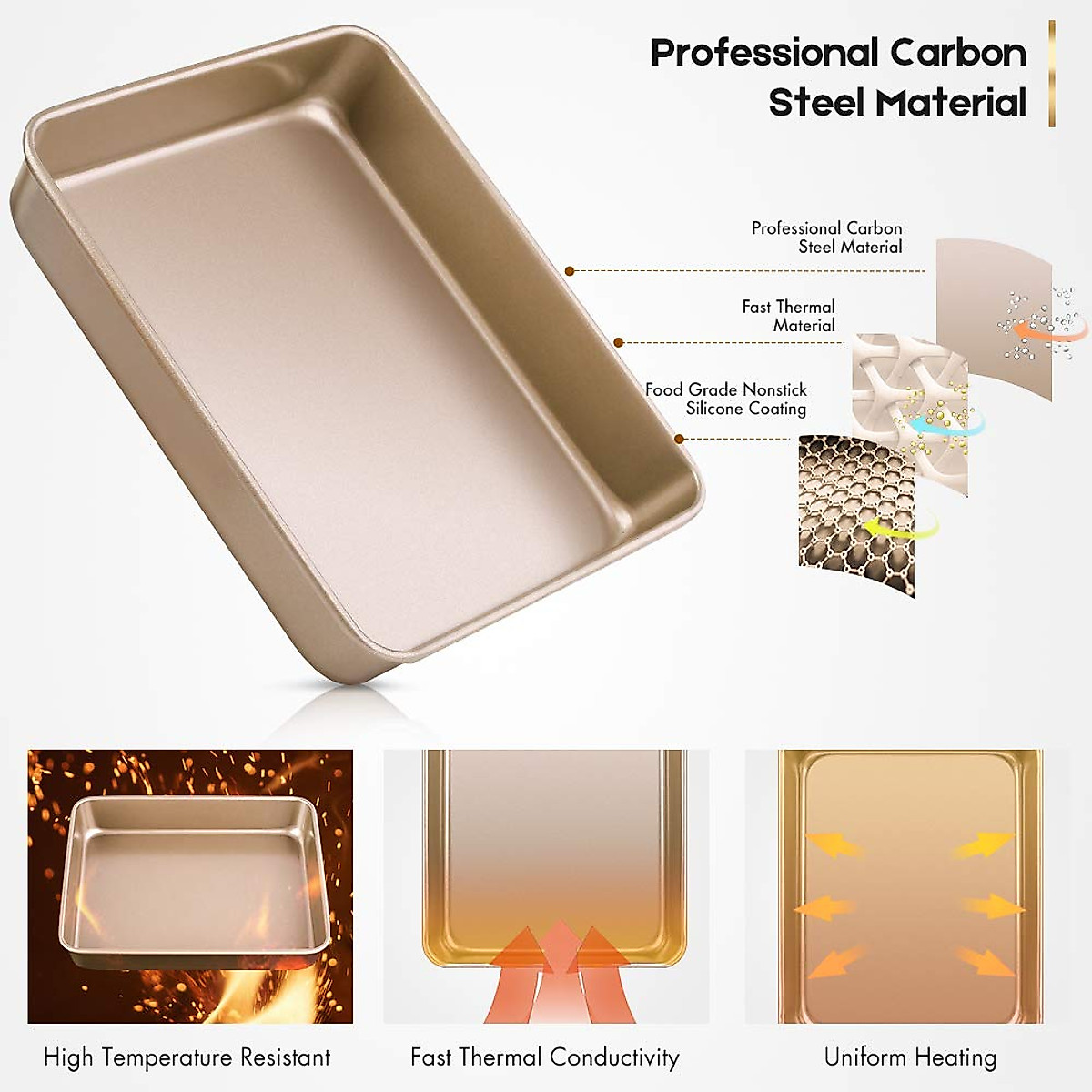 AMAGABELI GARDEN & HOME Baking Pan Cookie Sheets set of 3 Tray 9/11/13 Inch Cookie Sheets for Baking Oven Roasting Pan Barbeque Grill Pan Jelly Roll Pan Nonstick Bakeware Premium BG286