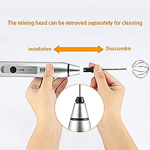 Milk Frother Handheld Foam Maker USB Rechargeable Coffee Frother with 2 Stainless whisks，3-Speed Adjustable Mini Blender for Cappuccino, Latte, Bulletproof Coffee, Egg Mix, Matcha, Hot Chocolate