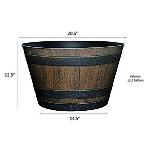 Classic Home and Garden S1027D-037Rnew Whiskey Barrel Planter, 20.5", Kentucky Walnut