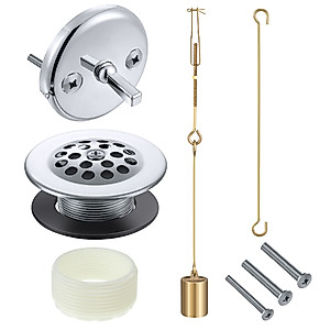 Tub Drain Linkage Assembly, Tub Drain Stopper and Trip Lever Overflow Faceplate Trim Kit with Screws, Bathtub Drain Kit Fit for Trip Lever Bath Tub Waste and Overflow Drain
