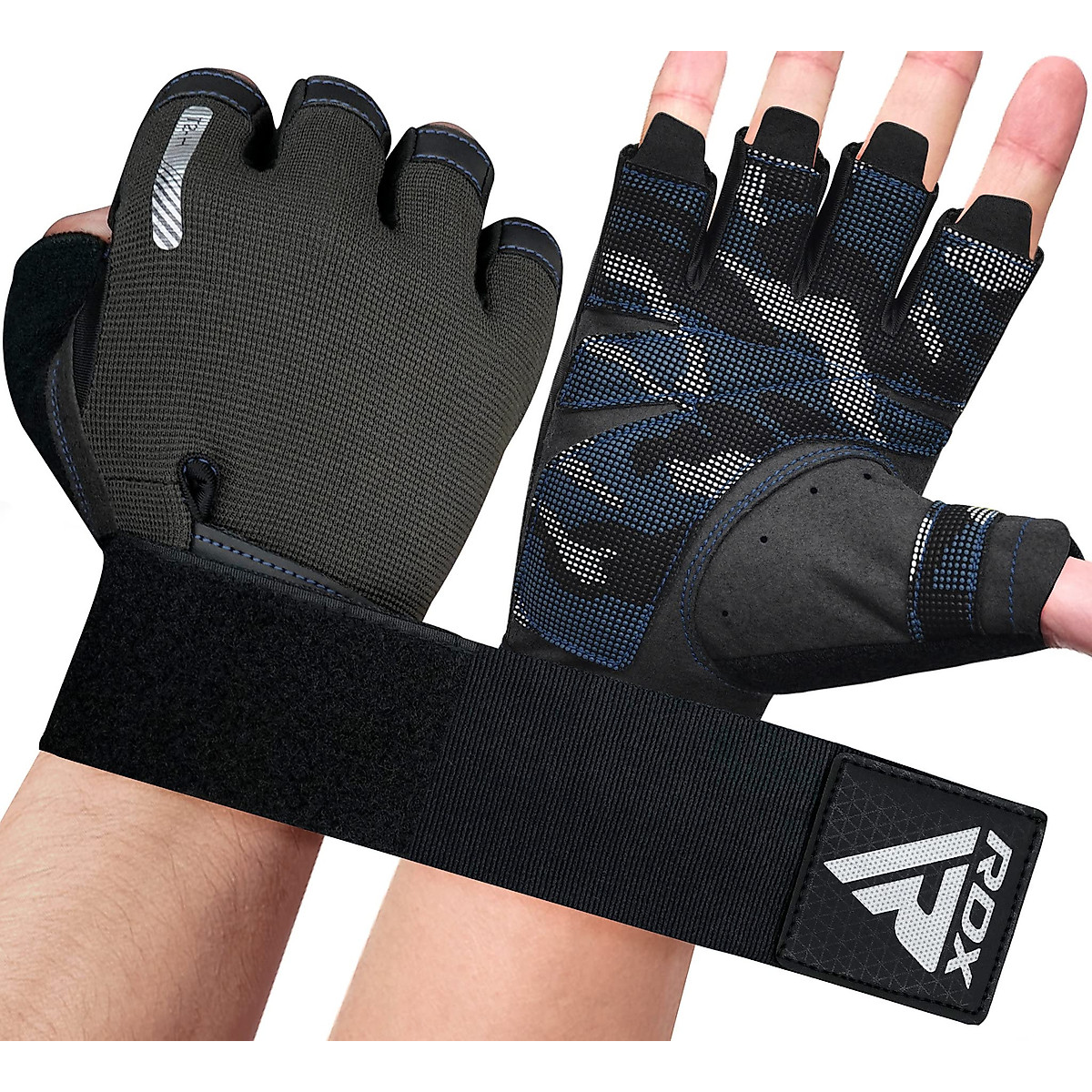RDX Weight Lifting Gloves, Additional Stretchable Long Wrist Support, Full Palm Grip, Men Women Fitness HIIT Workout, Bodybuilding Powerlifting Strength Training Cycling Exercise Home Gym Equipment
