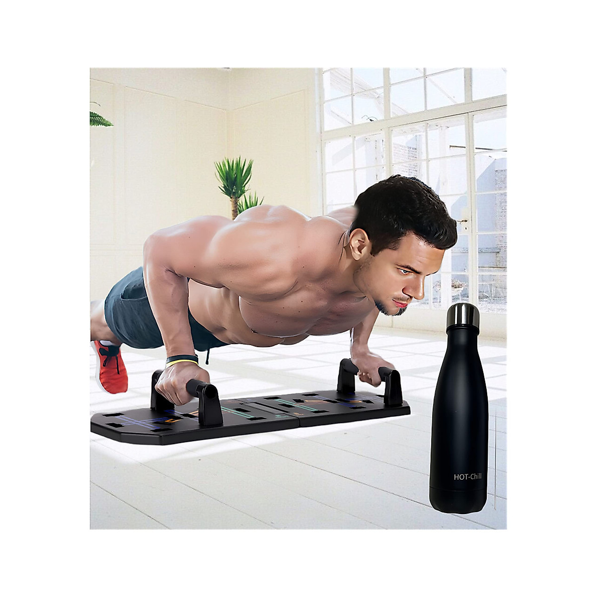 HOT-Chill Sports Water Bottle 12 oz Leak-Proof No Sweating BPA Free Reusable Vacuum Insulated Stainless Steel Water Bottles Double walled Coffee Thermos for women and Men Workout buddy. (Black)