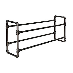 Real Home Innovations Modern Industrial Style 2 Tier Shoe Rack, 36" W x 8.2" d x 16" H, Satin Pewter