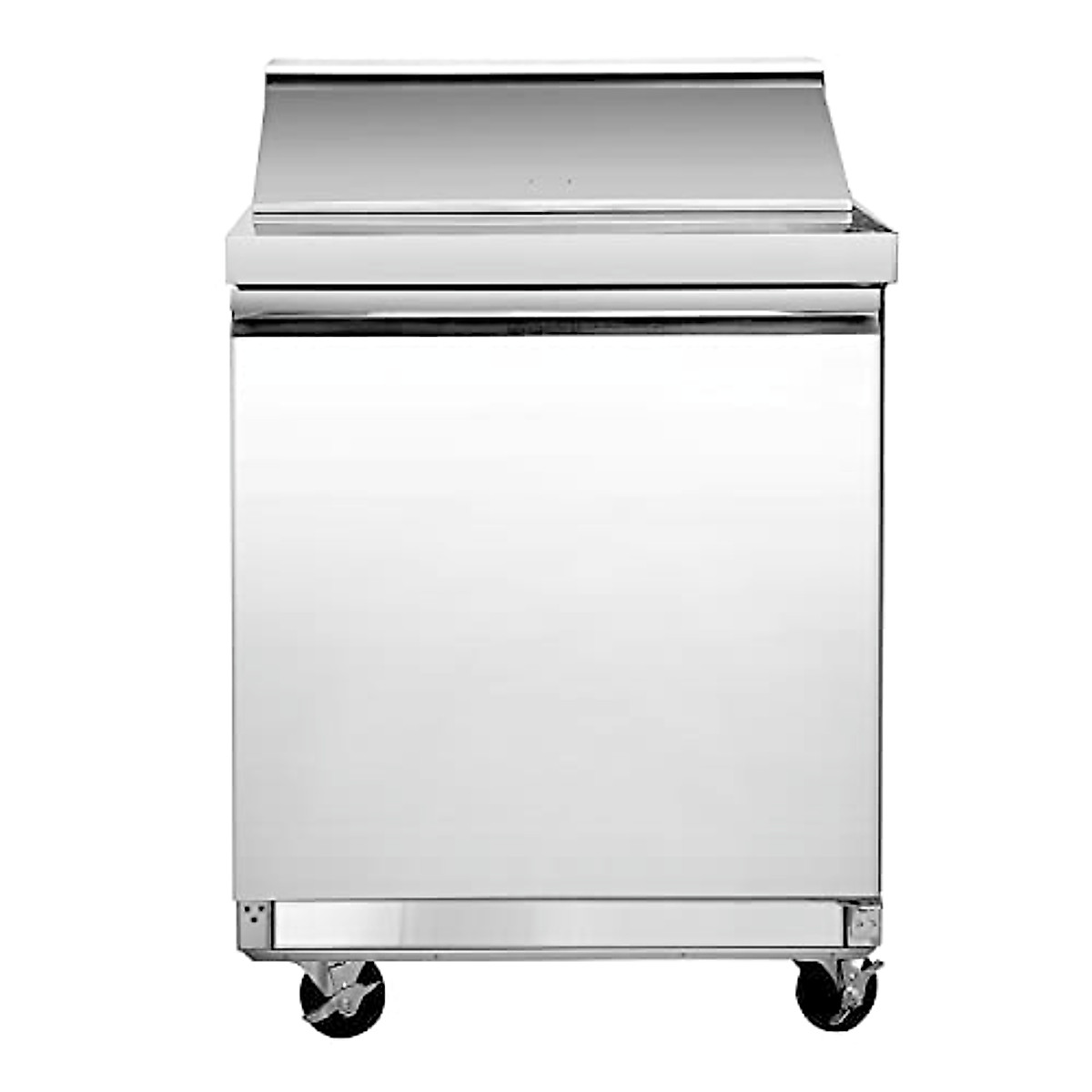DUURA DUPT29 Commercial Refrigerated Sandwich and Salad Prep Station Single Door with 4 4-Inch Pans and Food Grade Cutting Board, 7.59-Cu.Ft, Metallic