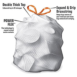 Members Mark Power Flex Tall Kitchen Drawstring Trash Bags (13 Gallon, 2 Rolls of 100 Ct, 200 Count Total), White