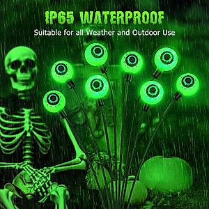 Outdoor Halloween Decorations Outside Solar Lights, 2PACKS 16 Scary Eyeball LED Green Eyeball Swaying Firefly Lights,Waterproof Solar Halloween Path Lights for Yard/Garden/Lawn/Party Decor