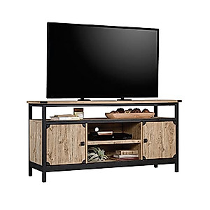 Sauder Steel River TV Stand with Doors, L: 60.24" x W: 19.09" x H: 29.72", Milled Mesquite Finish