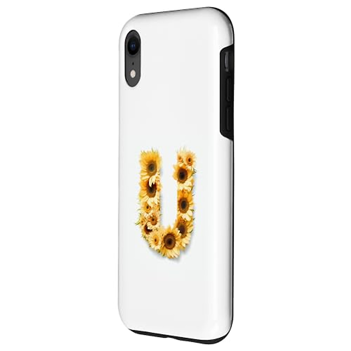 iPhone XR Letter U Initial Monogram Sunflower Minimalist Women Yellow Case