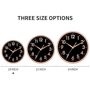 AKCISOT Wall Clock 10 Inch Rose Gold Modern Wall Clocks Battery Operated - Analog Small Silent Non Ticking Clock Decorative for Living Room, Office, Bedroom, Bathroom, Kitchen