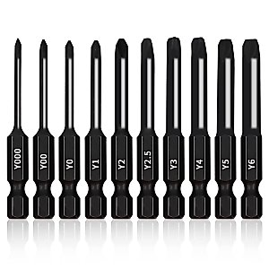 Owl Tools TriWing Bit Set (10 Pack - 2.3inches Long Magnetic Heads) In the Following Tri Wing Bits Screwdriver Sizes: Y000, Y00, Y0, Y1, Y2, Y2.5, Y3, Y4, Y5, and Y6