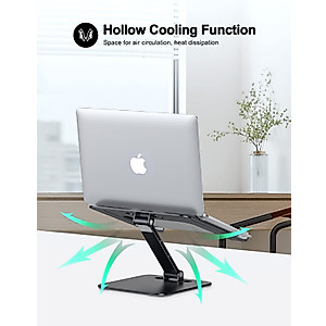 RIWUCT Foldable Laptop Stand, Height Adjustable Ergonomic Computer Stand for Desk, Aluminum Portable Laptop Riser Holder