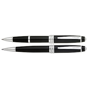 Cross Bailey Black Lacquer Ballpoint Pen & Selectip Rollerball Pen