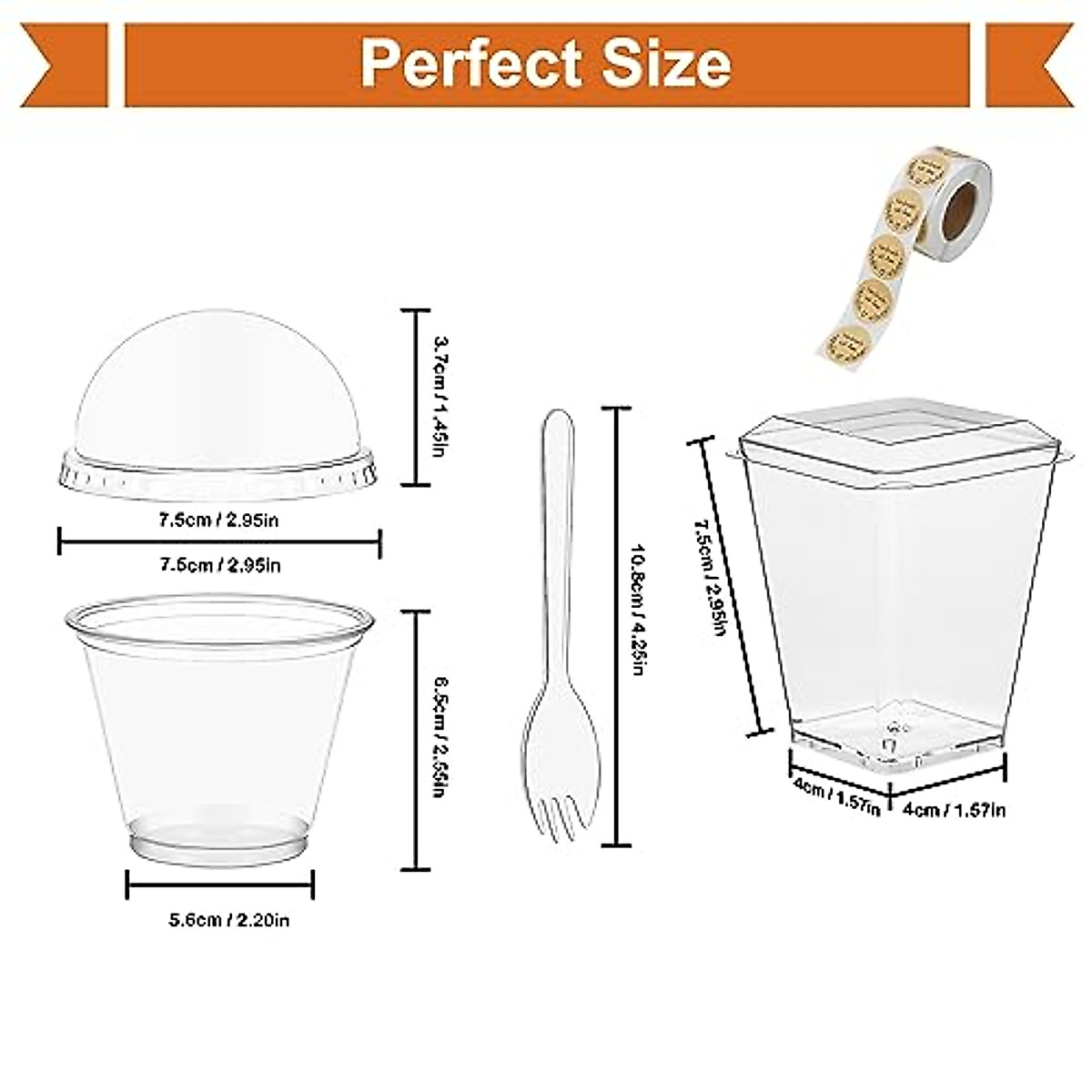 Tisovixo Clear Dessert Cups with Lids and Spoons,100 Pack 7oz 5.4oz Mini Dessert Cups,Parfait Appetizer Cup, Reusable Mini Serving Cups for Party Desserts Halloween Thanksgiving Christmas