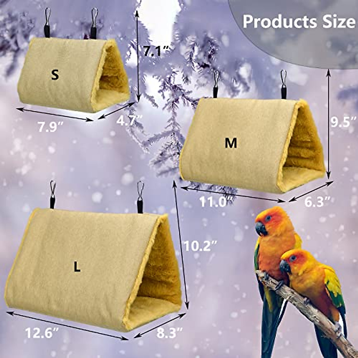 Vehomy Winter Warm Bird Nest Bird Parrot Hammock Swing Fluffy Bird Sleeping Bed Parrot Hideaway Bird Shed Hut House for Cockatiels Parakeet Budgies African Grey Hamster Ferret M