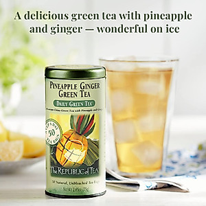 The Republic of Tea – Pineapple Ginger Daily Green Tea, 50 Tea Bag Tin