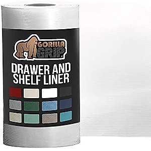 Gorilla Grip Non Adhesive, Waterproof, Durable Ribbed Drawer Liner, Easy to Trim, Reusable, Strong Grip Liners for Drawers, Kitchen Cabinets, Desk Storage, Shelf Organization, 12x20, Clear