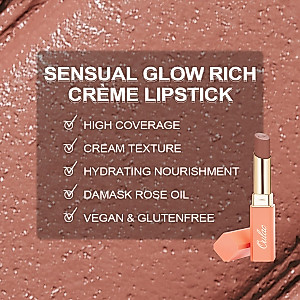 Oulac Cream Lipsticks for Women, Nude Long Lasting Hydrating Lipstick, Full Coverage Lip Color, Moisturizing, Satin Finish, Creamy, Infused with Hyaluronic Acid, Vegan, Gluten Free SG04 Be Mine