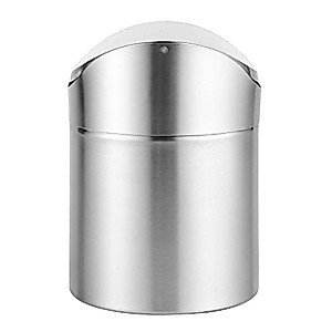 Restaurantware RW Clean 0.4 Gallon Countertop Garbage Can 1 Compact Mini Trash Bin - Swing Top Lid Avoids Rust & Stains Stainless Steel 201 Tabletop Garbage Can For Kitchens & More