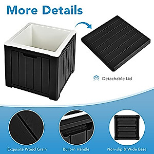 GYMAX Camping Cooler, Insulated 40 Qt Heavy Duty Ice Chest with Built-in Handles and Detachable Lid, Keeps Ice for 24H, Multifunctional for Beach, Picnic, Camping Outdoors (Black)