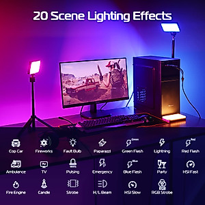 ULANZI LT002 RGB Video Light, Portable LED Camera Light Panel 0-360 Full Color, CRI 95+ 2500-9000K LED Video Light, 4000mAh Rechargeable LED DSLR Lighting for Vlogging, Photography, Video Conference