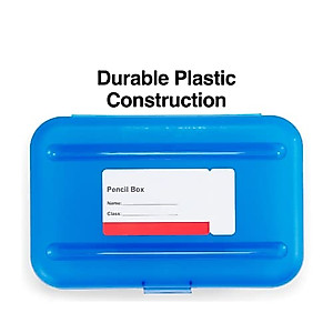 1InTheOffice Pencil Box, Translucent Blue, Plastic School Pencil Boxes, 4 Pack