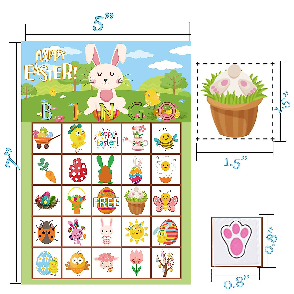 Funnlot Easter Games for Party Easter Bingo Game for Kids with 24 Players Easter Party Supplies for Family Classroom Activities