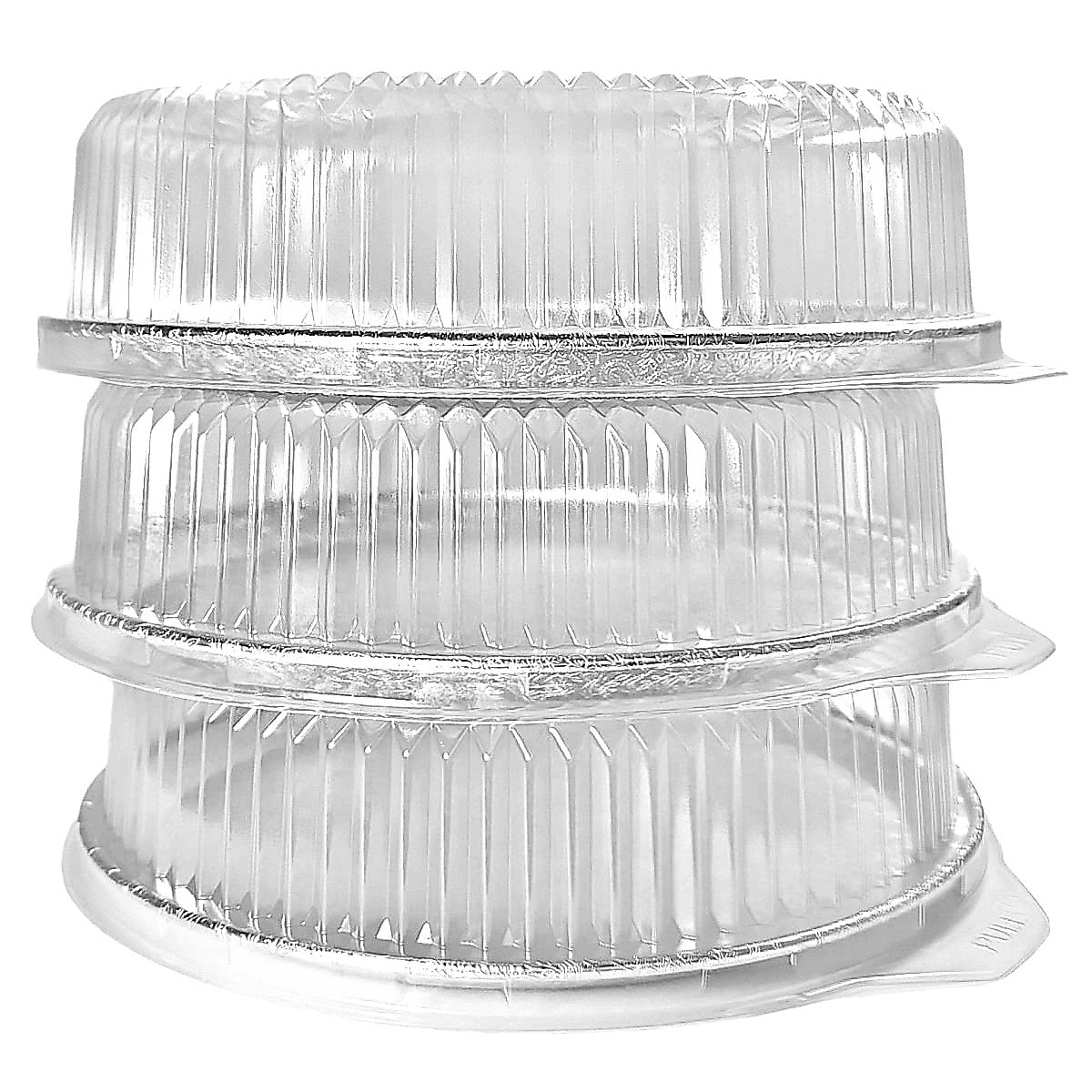 12" Round Flat Aluminum Foil Catering Tray w/Dome Lid - Disposable Cater Serving Pan (Pack of 10 Sets)