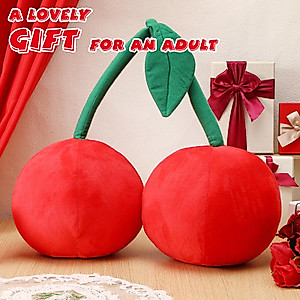 Beeveer Christmas Decorative Gift Cherry Plush Cute Fruit Kawaii Hugging Plushies Soft Novelty Pillow Toy Cushion Seat Decor for Kid Girl Home