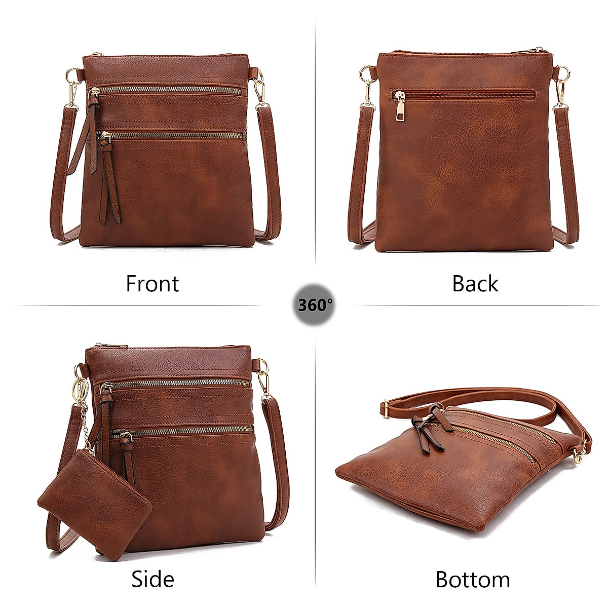 SunForMorning Crossbody Bags for Women Lightweight Handbags Shoulder Bag Purses (Brown)