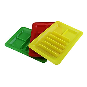Set of Three Taco Holder Stand Platter Stand Up Divider Plates Multi Colored Plastic Plates (Rectangle)