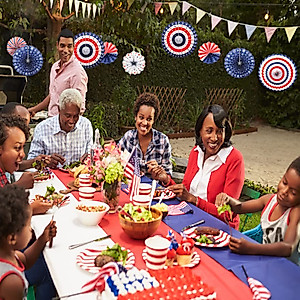 Mandala Crafts Patriotic Red White and Blue Decoration American Flag Paper Fan Set for 4th of July, Independence Day, USA Holiday, Election, Political Party
