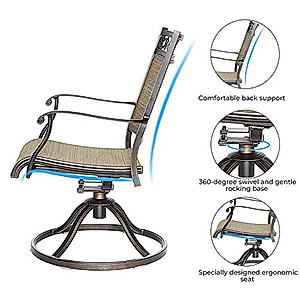 Dali Swivel Rocker Chair, Cast Aluminum All-Weather Comfort Club Arm Patio Dining Chair 2 Pc