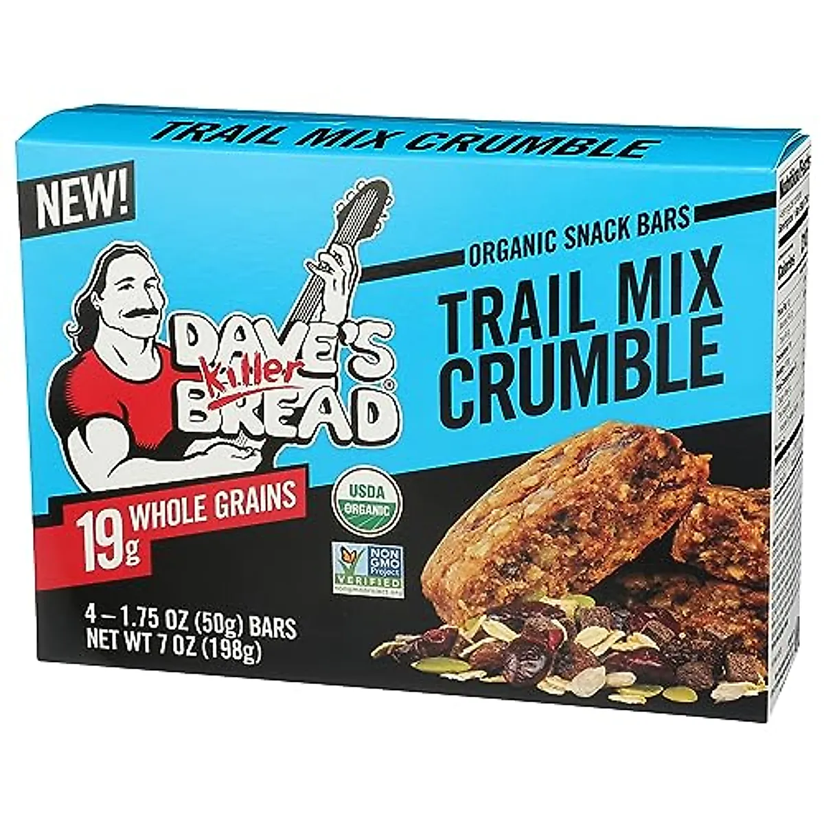 Dave's Killer Bread Organic Snack Bar, Trail Mix Crumble, 19g Whole Grains, No Artificial Ingredients or Preservatives, Kosher, USDA Certified Organic, Non-GMO, 4 Count, 7 Ounce (Pack of 6)