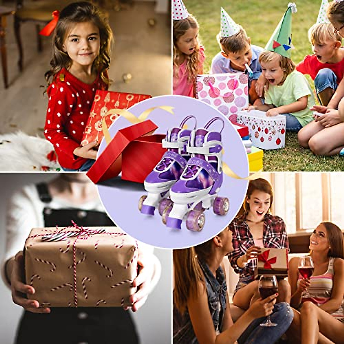 Gonex Roller Skates for Girls Kids Boys Women with Light up Wheels and Adjustable Sizes for Indoor Outdoor (Purple, L - Youth (4Y-7Y US))