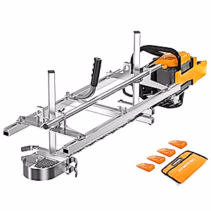 FARMMAC Chainsaw Mill,Portable Chainsaw Mill 36 Inches,Planking Milling Lumber For 14" - 36" Chainsaw Bar With 4 Pack 8'' Felling Wedges For Builders & Woodworkers