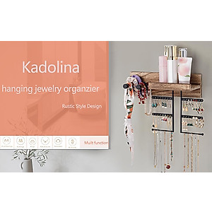 Kadolina Hanging Jewelry Organizer Wall Mount Jewelry Organizer with Bracelet Holder, Easy Install Free Combination Jewelry Organizer for Necklaces Earrings Bracelet (Carbonized Black)